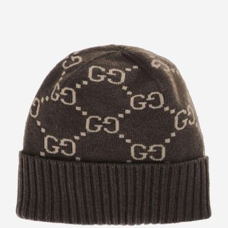 Gucci Mens Beanie Gg Cashmere Brown Hat