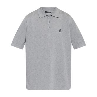 Balmain Polo en coton brod&eacute; - Homme - Tops - Gris - Taille: XL