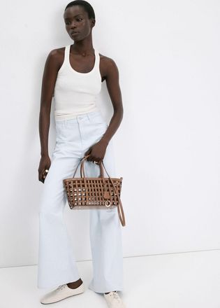 Mango Sac port&eacute; main tress&eacute; marron moyen - Femme - Taille unique - MANGO