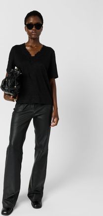 Gerard Darel T-shirt en lin &agrave; broderies - MAEVANELLE - Noir