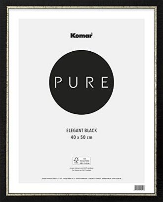 Komar Bilderrahmen Holz Elegant Black 40 x 50 cm - mit hochtransparentem bruchsicherem Kunststoff/Acrylglas - schwarz, gold - Fotorahmen, Wandrahmen - BI-40
