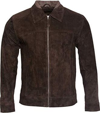Infinity Leather Veste Motif Homme Marron Fonc&eacute; Bronzer 100% Cuir De Daim Ch&egrave;vre M