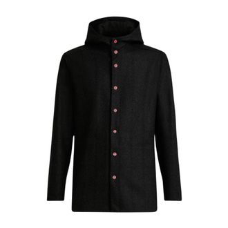 Kiton Wollkariertes Kapuzenhemd - - Jackets - Herren - Schwarzk - S