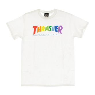 Thrasher Regenbogen Mag Tee Wei&szlig; Herren T-Shirt - - Tops - Herren - Wei&szlig; - XL