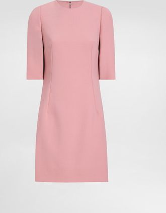 Dolce & Gabbana Sanduhr-kleid In Midilänge Aus Wollkrepp - Frau Kleider Rosa 38