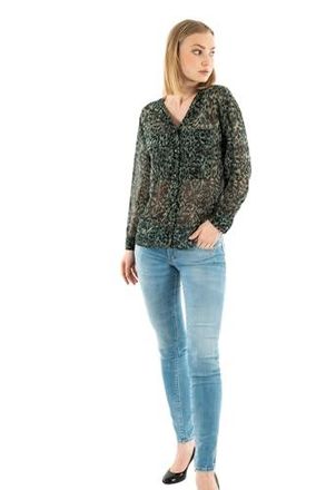 Le Temps Des Cerises Blouse Zostere Kaki à Motif léopard