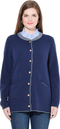 Ulla Popken Damen gro&szlig;e Gr&ouml;&szlig;en &Uuml;bergr&ouml;&szlig;en Plus Size Longcardigan mit Kellerfalte