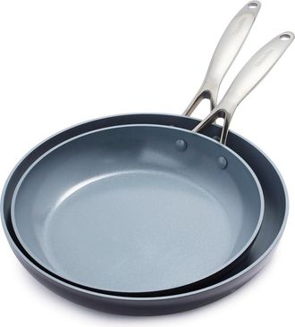 GreenPan Valencia Pro Harteloxierte Gesunde Keramik Anti-Stick 26 cm & 30 cm Bratpfannen-Set, PFAS-frei, Edelstahl-Griff, Induktion, Sp&uuml;lmaschinenfest, Backofe