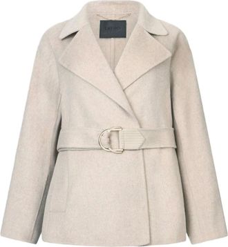 Liu Jo Femme, Vestes, Beige, Taille: 42 FR Manteau en laine avec ceinture