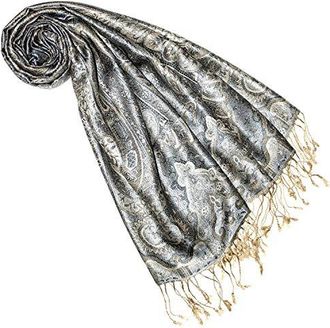 Lorenzo Cana Lorenzo Cana Pashmina Foulard jacquard tissé 100 % soie Motif cachemire Écharpe en soie pashmina Multicolore 70 x 190 cm - - Taille Unique