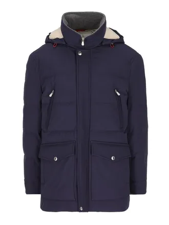 Brunello Cucinelli Blouson Rembourr&eacute; - Bleu