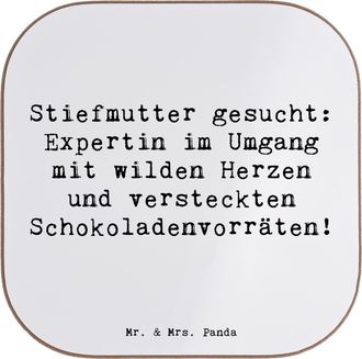 Mr. & Mrs. Panda Personalisierter Untersetzer Stiefmutter Expertin - Geschenk, Stiefkind, Filzuntersetzer, PErsonalisierte Bierdeckel, Blumenuntersetzer, Stiefmutter-B