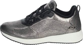 Skechers Damen Bobs Squad Sparkle Life Sneaker, Pewter Duraleather Chenille Line, 36 EU
