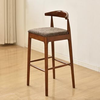 Generic 28 Barhocker In Arbeitsplattenhöhe - Barhocker Mit Leinen-/PU-Lederpolster, Offener Rückenlehne Und Fußstütze, Barstuhl Mit Holzrahmen for Kücheninsel