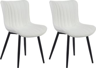 Clp 2er Set St&uuml;hle Largo I Samt- Oder Kunstlederbezug I Gepolsterter Esszimmerstuhl I Lehnstuhl mit 4-Fu&szlig; Metallgestell, Farbe:wei&szlig;, Material:Kunstleder