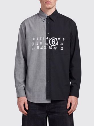 Maison Margiela Chemise en coton avec logo num&eacute;rique et poche plaqu&eacute;e