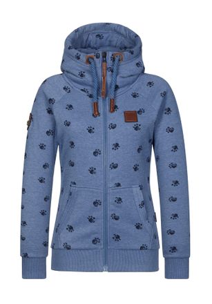 Naketano Damen Sweatjacke Brazzo, Farbe:Blue Melange Dog Print, Gr&ouml;&szlig;e:XXL