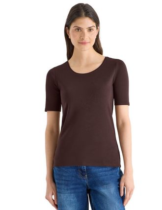 Cecil T-Shirt in Unifarbe Macchiato Brown XXL
