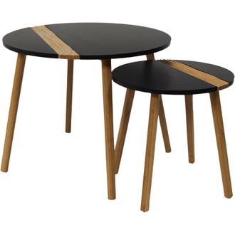 The Home Deco Factory The Home Deco Factory - Tables gigognes bicolores Relief (Lot de 2)
