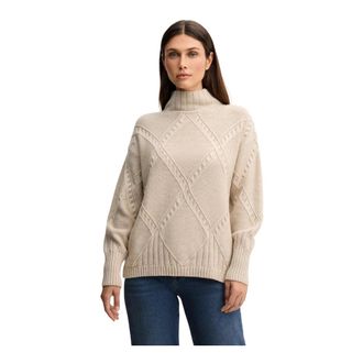 Joop Pull &agrave; col roul&eacute; en maille diamant - Femme - Pulls - Beige - Taille: 40 FR