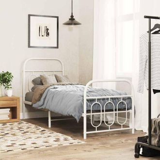 vidaXL Cadre de lit m&eacute;tal sans matelas avec pied de lit blanc 75x190cm Vidaxl
