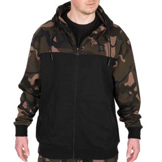Fox LW BLack/Camo Split Zip Hoody - Angelpullover, Größe:XXXL