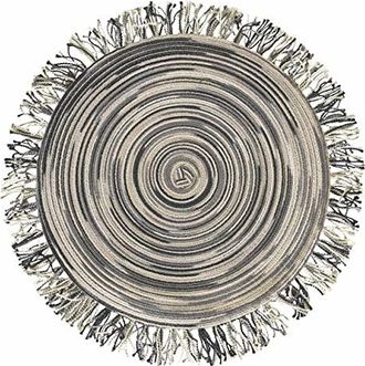 Villa D'Este Home Tivoli Stones Tischset, rund, mit Fransen, Grau, Medium, 6 St&uuml;ck