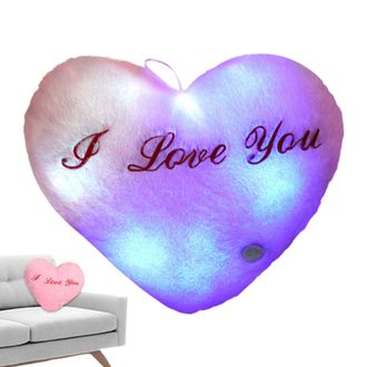 Generico Pl&uuml;sch-Herzkissen, weiches Kissen, romantische Dekoration, helles Licht, weicher Stoff f&uuml;r Wohnzimmer, dekoratives Kissen in Herzform