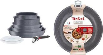 T-fal Ingenio Natural On Batterie de cuisine 8 pi&egrave;ces, Rev&ecirc;tement antiadh&eacute;sif, Induction, L7669802, Gris,noir & Ingenio Natural Force Po&ecirc;le Wok 26 cm, Noir,