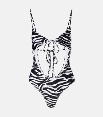 The Attico Badeanzug mit Zebra-Print