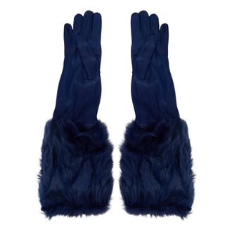 Alberta Ferretti Femme, Accessoires, Bleu, Taille: 9 IN Gants &eacute;l&eacute;gants et pratiques en cuir bleu fonc&eacute;
