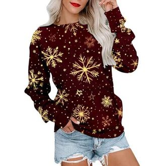 Generic Sweat-shirt de Noël pour femme - Sweat amusant à paillettes sur le thème de Noël - Pull fantaisie de Noël avec flocons de neige - Vêtements de vacance