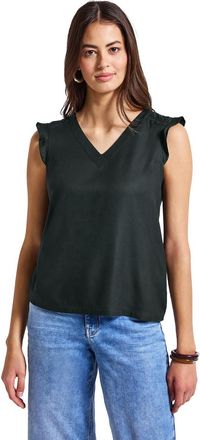 Street One Damen A323507 V-Neck Top mit Häkeldetails, Pine Grove Green, 34