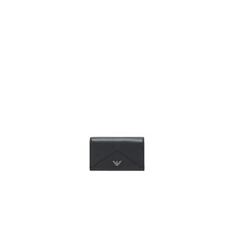 Emporio Armani Nappa Leder Kartenetui mit geometrischer Klappe - - Accessories - Herren - Schwarzk - ONE SIZE