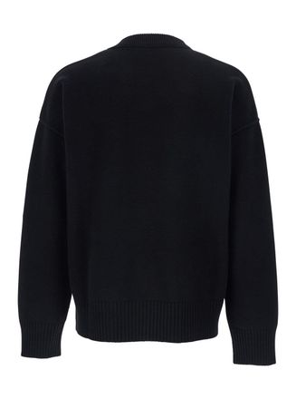 Ami Mens Crewneck Sweater With Adc Embroidery Black Wool Tops Top