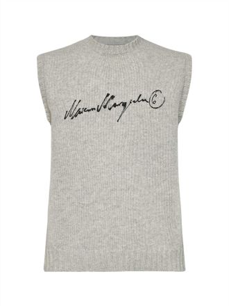 Maison Margiela Signature Logo Knit Vest - Gray