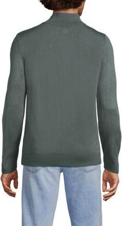 Lands End CashTouch Feinstrick-Pullover mit Rei&szlig;verschluss, Herren, Gr&ouml;&szlig;e:56-58 regular, Gr&uuml;n, Polyester, by Lands End