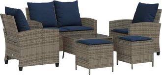 vidaXL Vidaxl - Set Divano Da Giardino 6 Pz Con Cuscini Grigio In Polyrattan