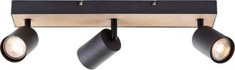 Brilliant Plafonnier brillant Jello Wood spot bar, orientable, 15x42x8 cm, GU10, 345lm, 3000K, m&eacute;tal/bois