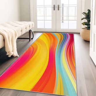 Generic Tapis Couloir Long Antid&eacute;rapant, 60 x 180 cm Interieur Bureau Poil Ras Decoration - Affiche Moderne Courbes ondul&eacute;es Texture Coureur Paillasson pour S