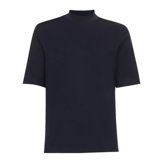 Brunello Cucinelli Homme, Tops, Bleu, Taille: S T-shirts et Polos Bleus avec Col Montant