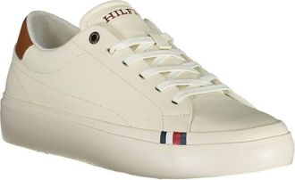 Tommy Hilfiger Lace-Up Leather-Trimmed Sneaker - White