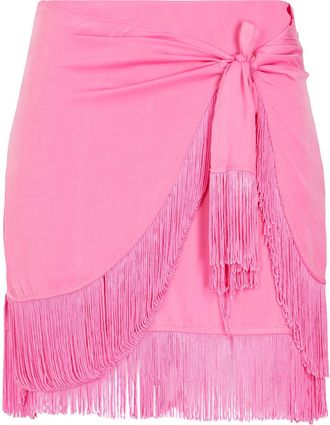 8 by YOOX FRINGED WRAP MINI SKIRT
