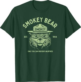 Giant Step Design Co. Vintage Smokey Bear Logo Only You Can Prevent Wildfires T-Shirt