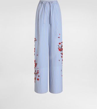 Dolce & Gabbana Poplin Trousers With Cherry Tree Embroidery - Frau Hosen Und Shorts Mehrfarbig 48