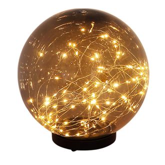 Globo Lighting Solarleuchte Kugel rauchfarben Au&szlig;enleuchte Solarkugel Au&szlig;en Solarkugel, schwarz, 40x LED 0,06W warmwei&szlig;, DxH 25x36 cm