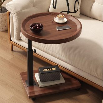 Generic C-F&ouml;Rmiger Beistelltisch, Betttisch Mit 360&deg;-Rundumrollen, H&ouml;Henverstellbar, Einbaubar, Abgerundete Ecken