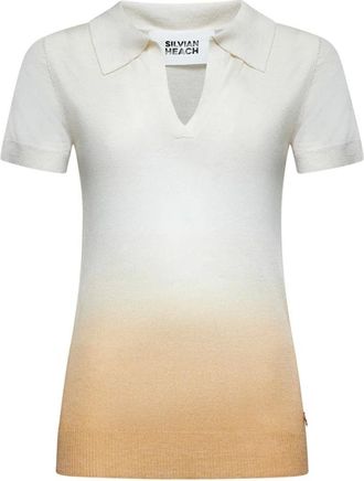 Silvian Heach Femme, Pulls, Blanc, Taille: 40 FR T-shirt col V effet délavé