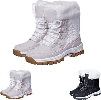 Generic Bottes de neige dhiver pour femme avec peluche &eacute;paisse et chaude - Chaussures de marche &agrave; lacets - R&eacute;sistantes &agrave; lusure - Antid&eacute;rapantes - L&eacute;g&egrave;res et 