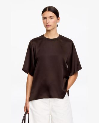 Arket T-Shirt Aus Seidensatin -Braun